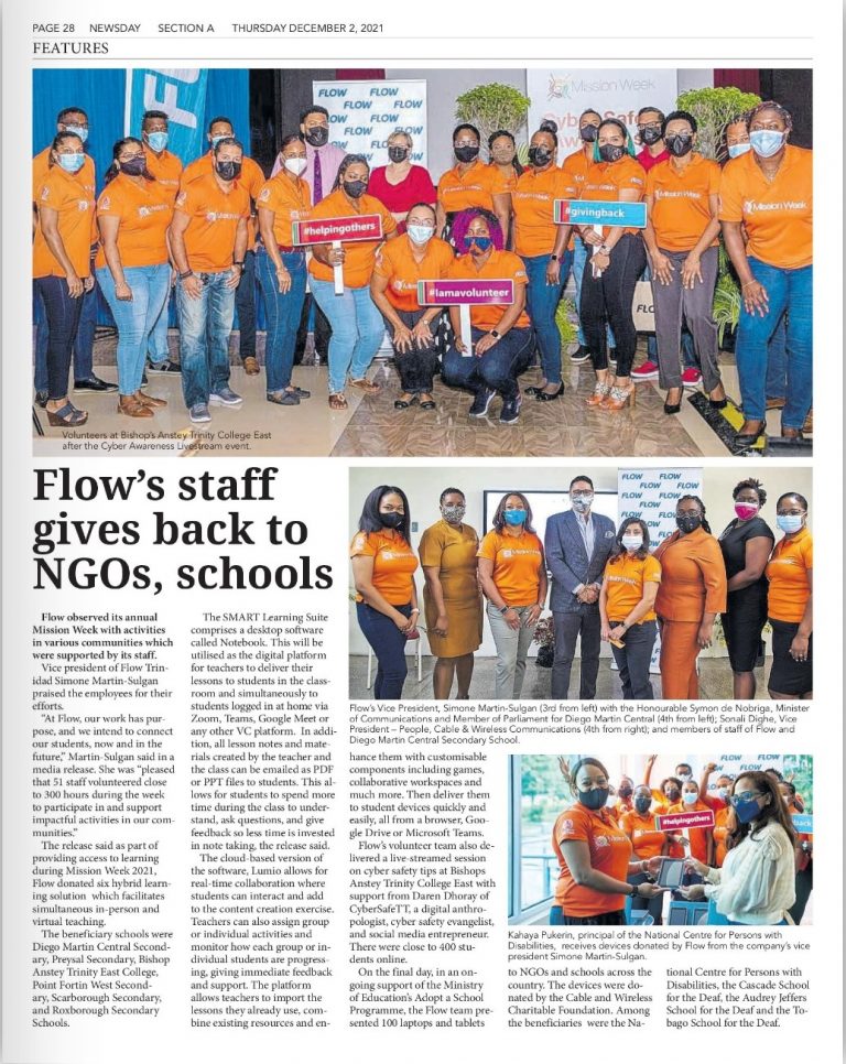 Flow’s staff gives back to NGOs, schools – Reputation Management ...